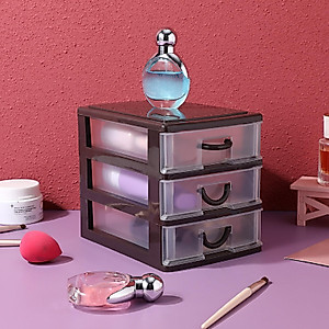 Cabilock 3 Tier Plastic Storage Drawer Units Home Office Storage Box Small Plastic Storage Drawers Desktop Case Organizer Cosmetic Makeup Container