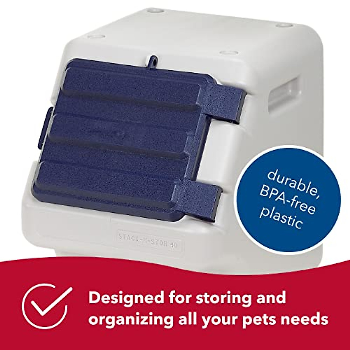 Coastal Pet Bergan Stack-n-Stor Food Storage - Beige and Navy - 24 gal