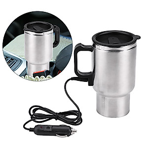 Psytfei Car Heating Cup 12V Car Heated Mug Stainless Steel Travel Mug Electric Temperature Control Car Coffee Cup Warmer 450ml Universal Car Water Heater Mug with Heater