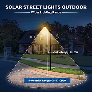 LANGY 90W Solar Street Lights Outdoor 12000LM Solar LED Street Light Solar Powered, Dusk to Dawn, Motion Sensor with Remote Control, IP66 Waterproof, for Commercial Grade Barn Sidewalk Garden