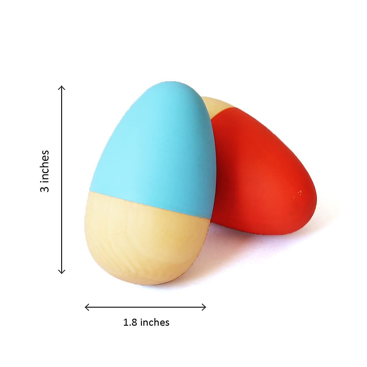 Shumee Toys - Wooden Egg Shakers for Babies (6 Months+) - Musical Rattle Montessori Toy - Set of 2 Maraca Eggs (Blue and Orange)