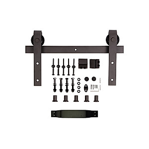 48in/60in/72in/84in x 84 in K Series Muti-Color Knotty Pine Wood Double Sliding Barn Door with Hardware Kit (84 in x 84 in, Kona Coffee/Smoky Gray)