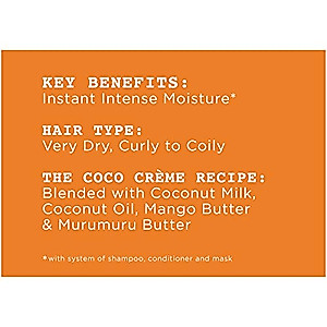 Carol’s Daughter Coco Creme Sulfate Free Shampoo and Conditioner Set with Silicone Free Hair Butter, for Very Dry Curly Hair, with Coconut Oil and Mango Butter