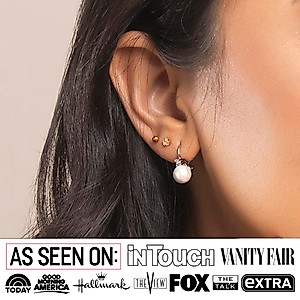 Cate & Chloe Cassie Refined 18k White Gold Pearl Drop Earrings with Swarovski Crystals, Women's Gold Earrings, Pearl Dangle Earrings for Women, Special Occasion Jewelry