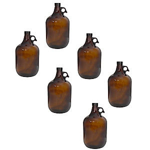 1 Gallon (128oz) Amber Glass Jug With 38mm Cap | Pack of 6 | FAST SAME DAY SHIPPING