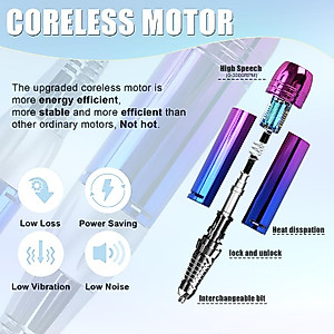 Electric Professional Nail Drill 35000 RPM,Electric Nail File Efile Machine Set,Rechargeable Acrylic Nail Tool Kit,Manicure Pedicure Gel Grinder Polish for Home Salon Teach(Sunset Blue)