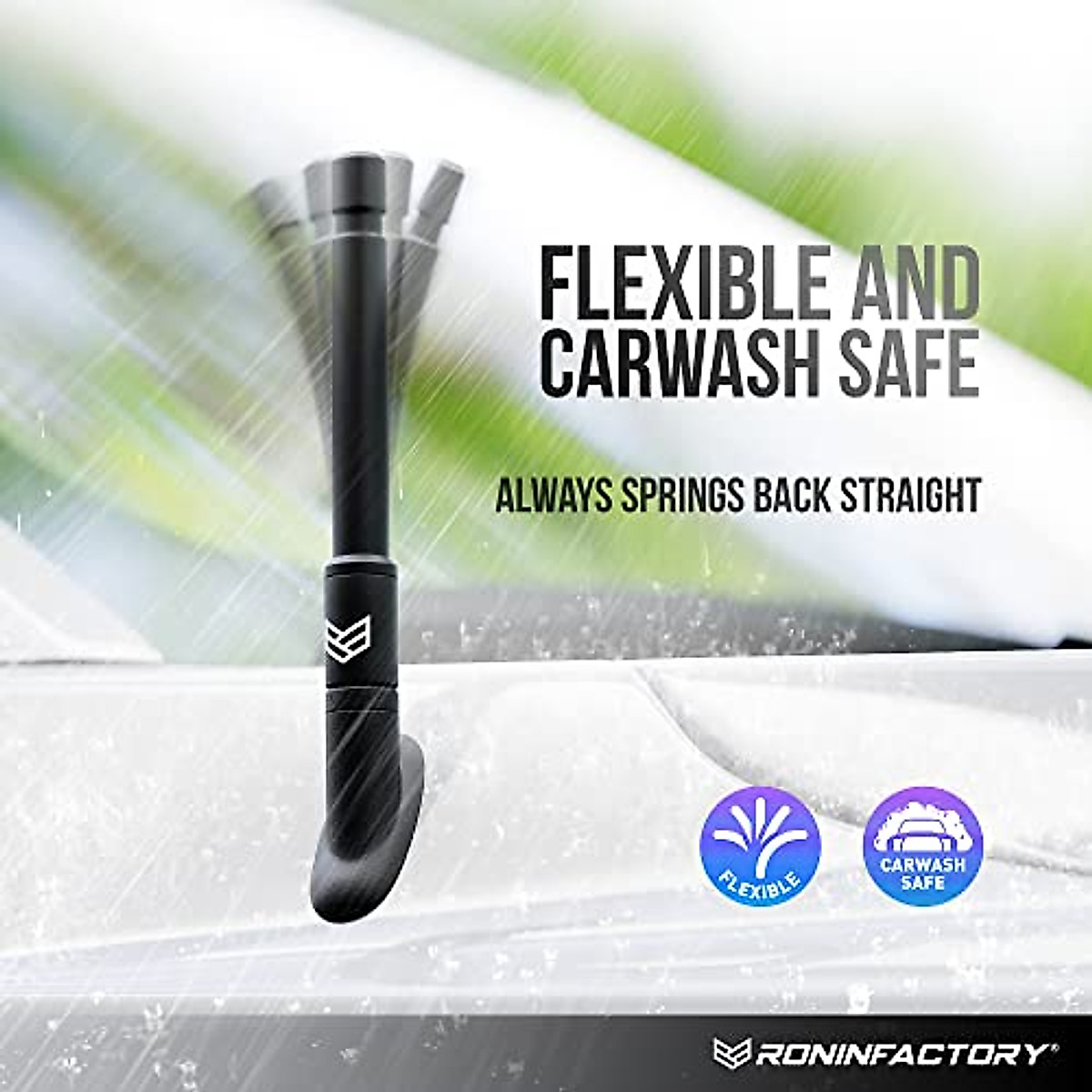 RONIN FACTORY - Chevy Silverado & GMC Sierra Denali Short Antenna 5" Fits All Chevy & GMC Model Years - Anti-Theft - Replacement Antenna Carwash Safe - Flexible Silicone