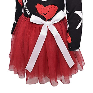 Girls Long Sleeve Valentines Day Tulle Tutu Dress for Kid and Toddler Black 7 Years