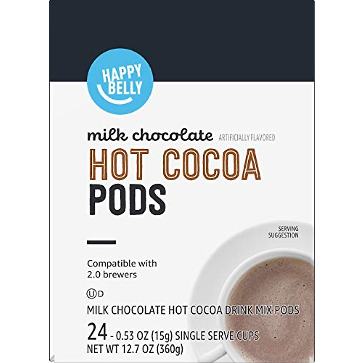 Amazon Brand - Happy Belly Hot Cocoa Pods, Milk Chocolate, 24 Count, Pack of 1