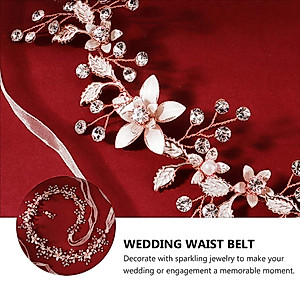 VALICLUD Bridal Belt Rhinestones Flower Wedding Dress Chain Crystal Bride Bridesmaids Sash Wedding Party Accessory Rose Gold