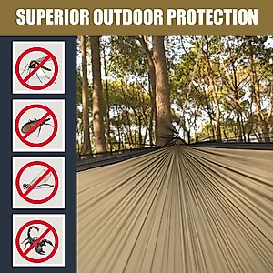 Onewind 11Ft Camping Hammock with Mosquito Net and Structure Ridgeline, Lightweight Portable Double Hammock with 12ft Tree Straps, Ideal for Camping, Hiking, Backpacking, OD Green