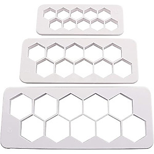 Longdex Hexagon Multi Cutter 3 Sizes White Hexagon Cookie Cutter Football Cake Fondant Cake DIY Decorative Mold