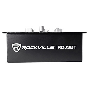 Rockville RDJ3BT 2 Channel DJ Mixer with USB, Bluetooth, Talkover, 4 Line Inputs