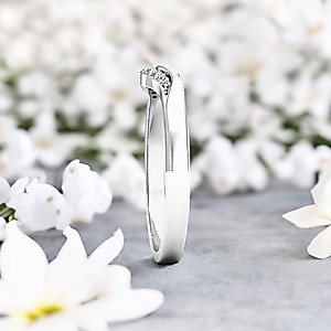 Dazzlingrock Collection 0.05 Carat (ctw) 10K Round Diamond Ladies Anniversary Wedding Band Guard Ring, White Gold, Size 6