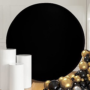 7.5ft Black Round Backdrop Cover Arch Circle Background Cover for Graduation Birthday Party Wedding Decorations