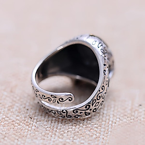 Gothic 925 Sterling Silver Freemason Masonic Skull Ring Golden All Seeing Eye for Men Women Open and Adjustable