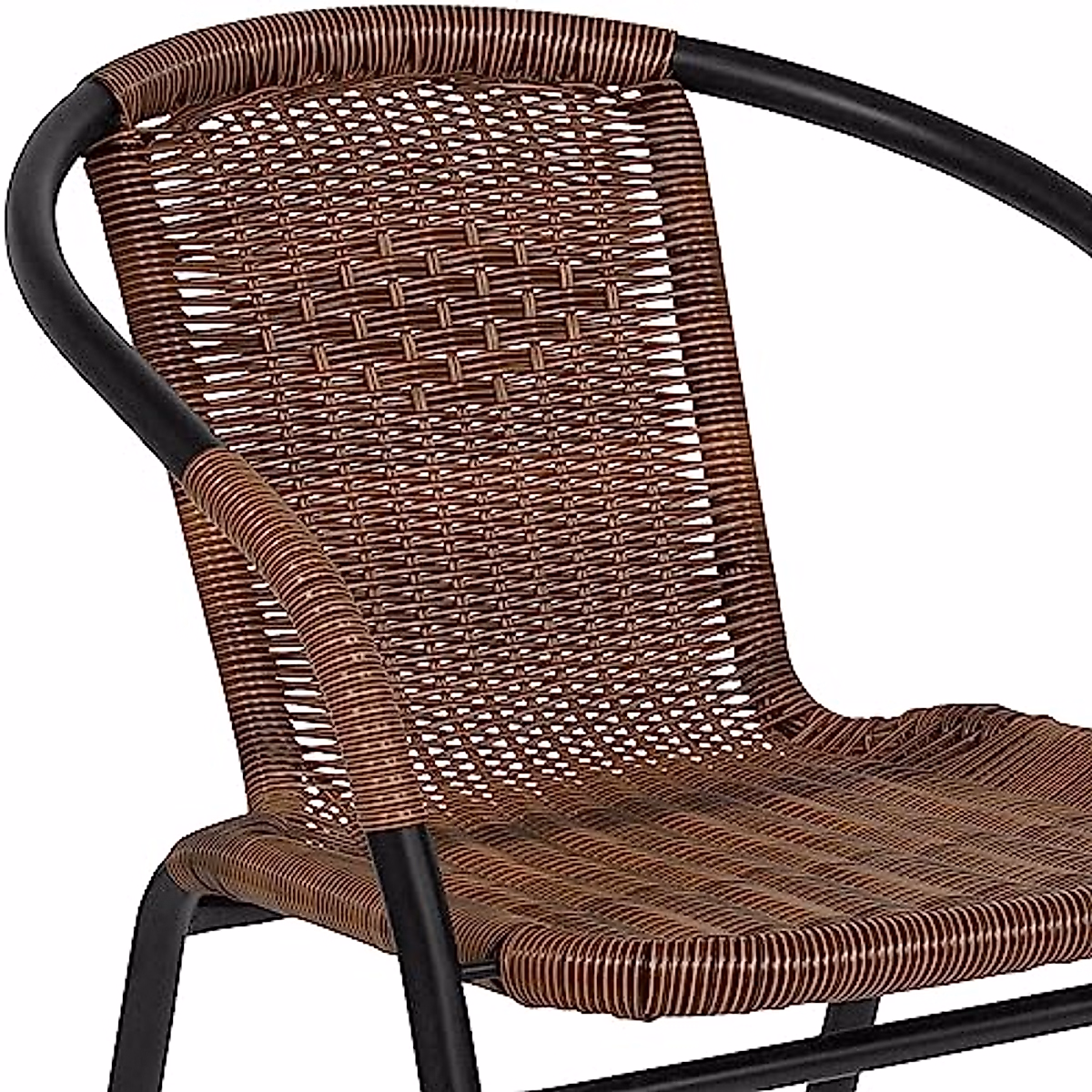 Flash Furniture Lila Modern Rattan Indoor/Outdoor Stackable Dining Chairs, Stacking Rattan Bistro Chairs for Patio or Restaurant, Set of 2, Brown