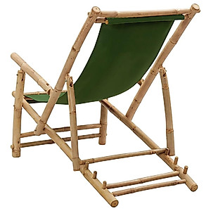 ULUYYUC Deck Chair,Beach Chairs Leisure Chairs Lawn Chairs Cafe Chairs Garden Chairs Recliner Chair Suitable for patios, Pools, Parties and porches Bamboo and Canvas Green