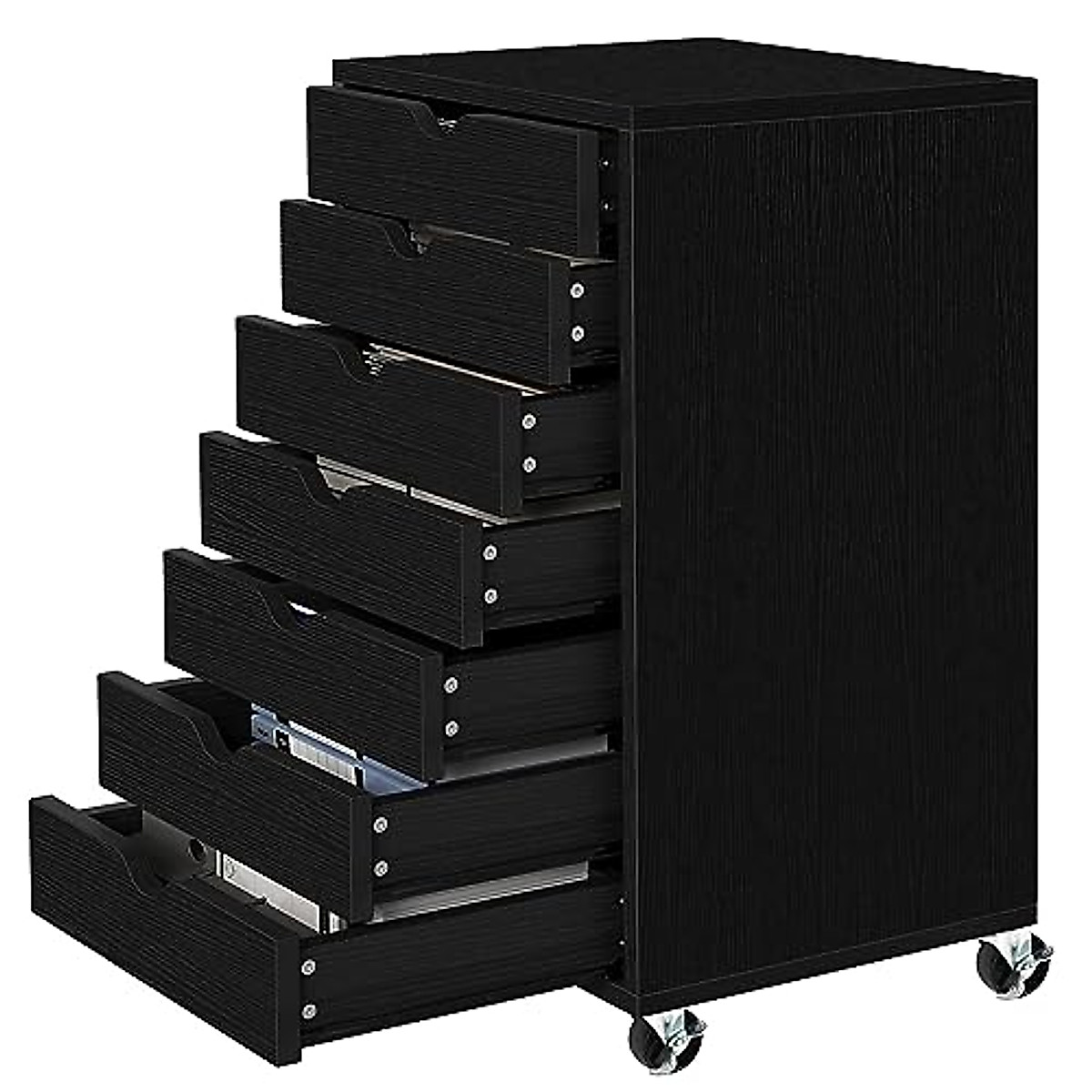 YITAHOME 7 Drawer Chest, Mobile File Cabinet with Wheels, Home Office Storage Dresser Cabinet, Black
