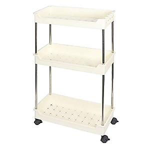 Narrow Slim Storage Cart 3 Tier Mobile Shelving Unit Slim Storage Organizer Slide Out Storage Tower Rolling Utility Cart for Narrow Spaces Bathroom Kitchen Laundry (3 Tier)