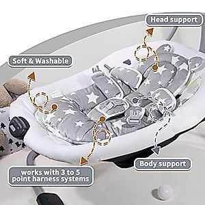 Infant Insert Compatible with 4moms mamaroo & Graco,Include 5 Pcs Strap Pad, Head and Body Support Insert Cushion for Newborn to Toddler,Works for 3 to 5-Point Harness Systems ,Grey