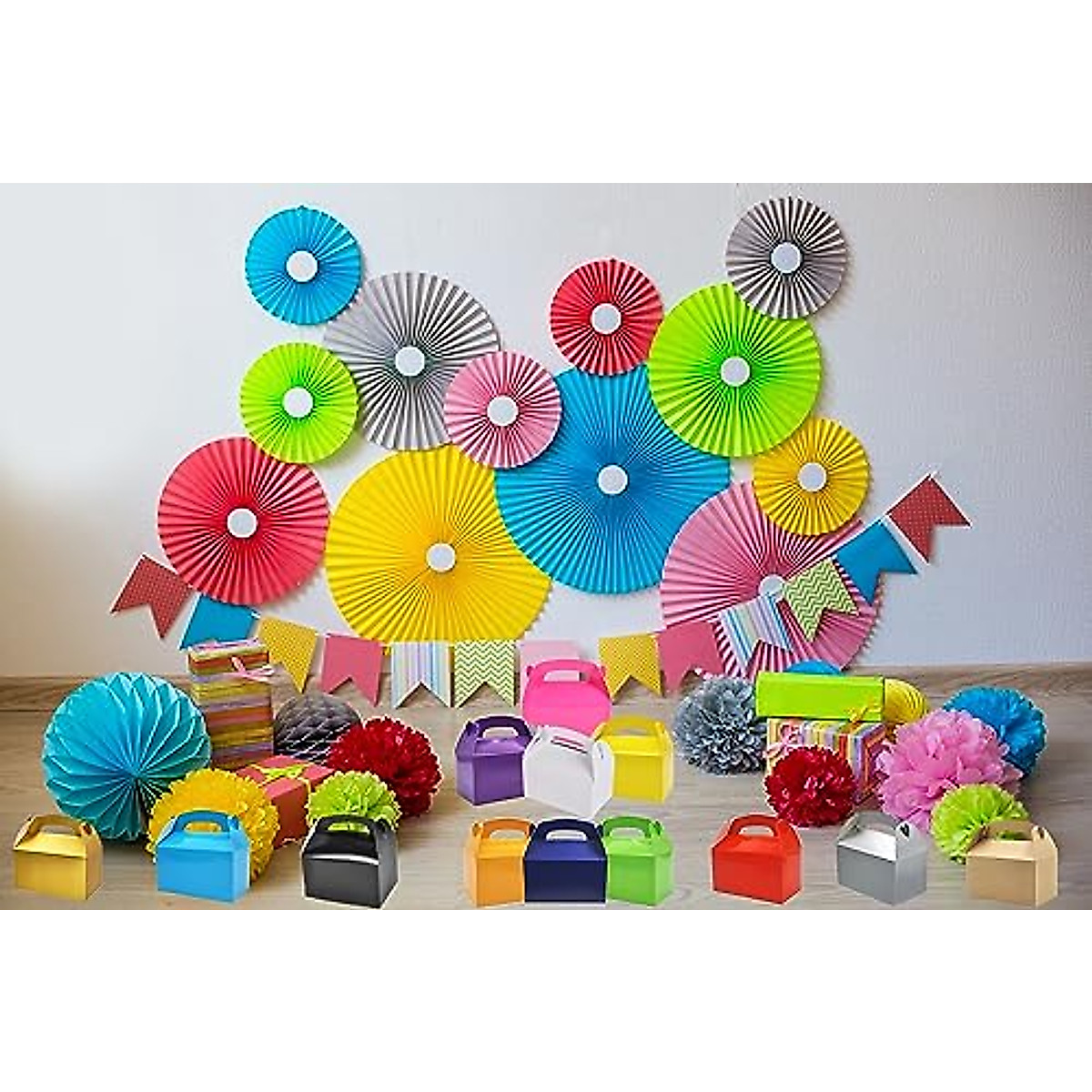 The Dreidel Company Gable Treat Boxes, Goodies Favor Gift-Box for Kids Birthday Party Favors, Weddings Events, Baby Shower, 6.25" x 3.5" x 3.5" Inch Box (Blue Treat Box, 12-Pack)