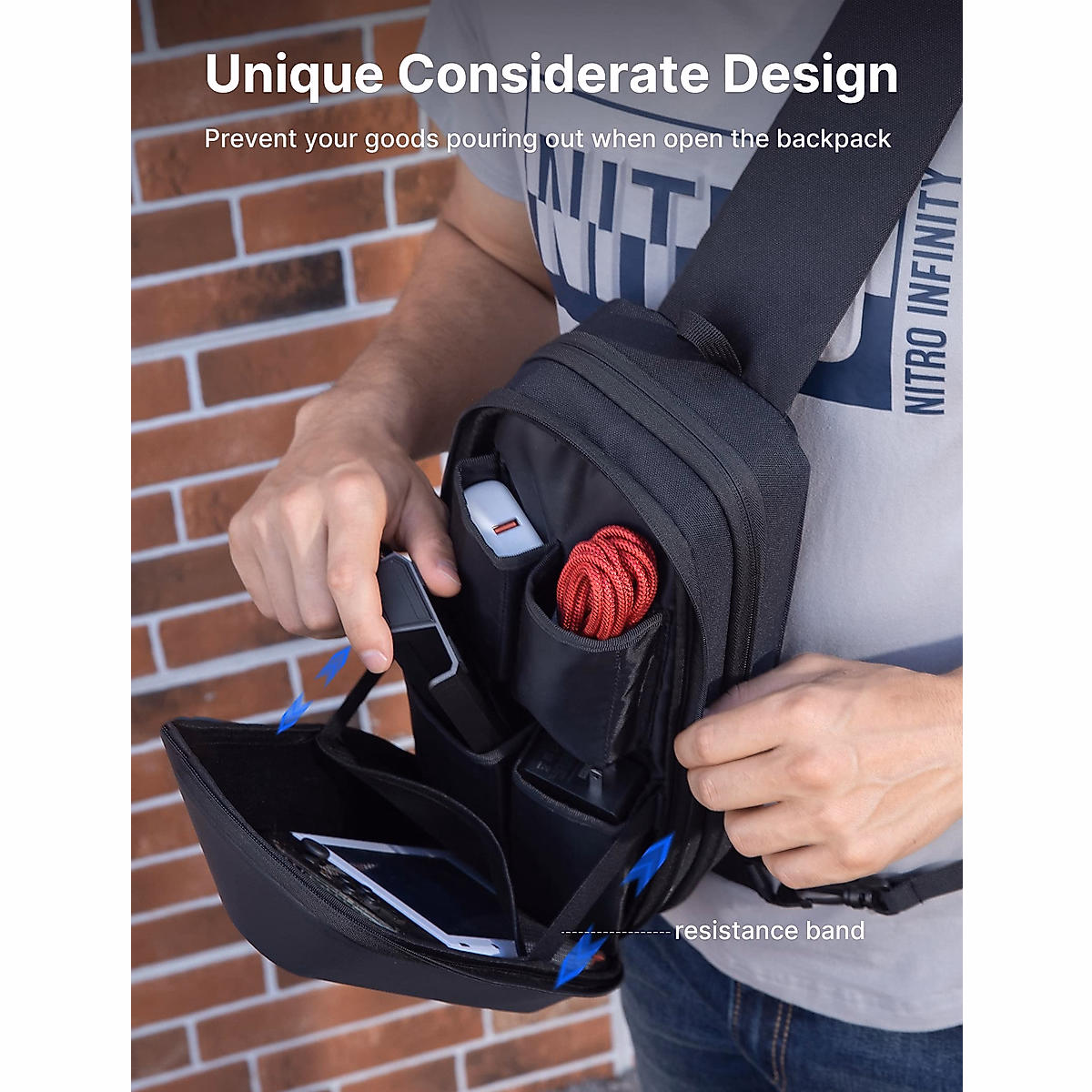 JSAUX Sling Bag for Steam Deck/ROG Ally/Steam Deck OLED, Carrying Case with EVA Hard Shell, Double-layer Bag For Switch,Steam Deck Docking Station&Accessories Cross Body Bag for Travel-BG0105A