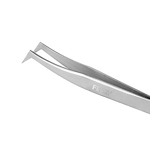 Volume Eyelash Extension Tweezer - FEITA Professional Angled Curved Pointed L-Shaped Precision Tweezers for 3D 4D 6D Lashes Extension - Silver