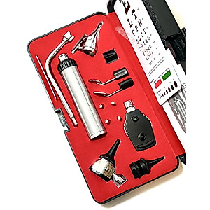 Cynamed New 3.2V Bright White Led Otoscope Set Includes 3 Sizes of reuseable Specula Plus Hard Case Plus 3 Replacement Bulbs Cynamed