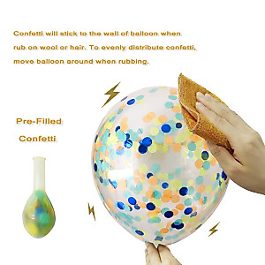 Dinosaur Balloons 40 Pack, 12 Inch Orange Light Blue Fruit Green Latex Balloons with Confetti Balloon for Baby Shower Dino Jungle Jurassic Birthday Party Decorations Supplies with Ribbon