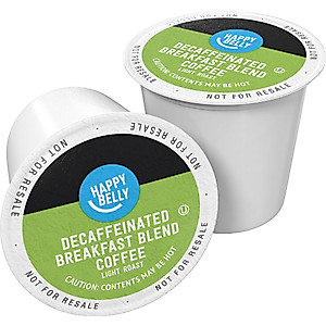 Amazon Brand - Happy Belly Decaf Light Roast Coffee Pods, Breakfast Blend, Compatible with Keurig 2.0 K-Cup Brewers