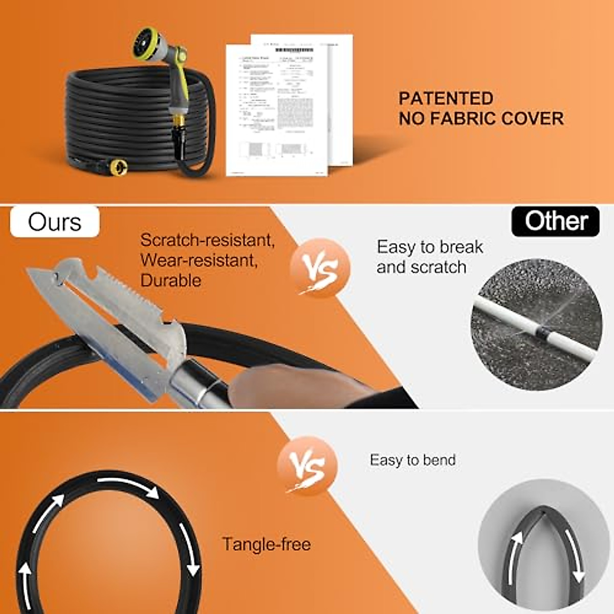 Gpeng 50FT Expandable Garden Hose, Lightweigh Flexible Water Hose with 10-Pattern Spray Nozzle (Black)