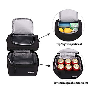 MIER 2 Compartment Lunch Bag Small Lunch Box Bundle