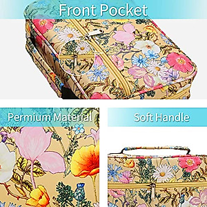 Bible Cover for Women, Bible Carrying Case with Zipper Pocket, Twill Oxford Bible Bag Book Bag Case for Standard Size Bible Book (Yellow Flower)