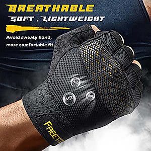 FREETOO Workout Gloves for Men 2021 Latest, [Full Palm Protection] [Ultra Ventilated] Weight Lifting Gloves with Cushion Pads and Silicone Grip Gym Gloves Durable Training Gloves for Exercise Fitness