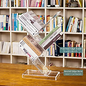 Aizesuro Tabletop Acrylic 3-Tier Standing Tree Bookshelf, CDs/Movies/Books Storage Rack, Organizer Bookcase Shelves for Home Office, Living Room, Bedroom