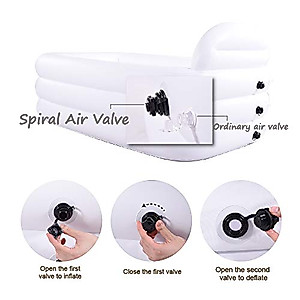 HIWENA Inflatable Portable Bathtub, White Durable Soaking Bath Tub with Large Backrest, Freestanding Inflatable Pool Bathroom Home Spa