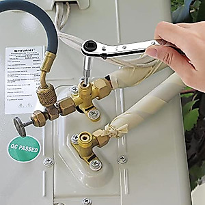 WADEO Hvac Service Wrench Tools, Refrigeration Service Wrench Set 3/16”, 3/8”, 5/16'', 1/4'' Air Conditioner Ratchet Wrenchs with Hex Bit Adapter for HVAC