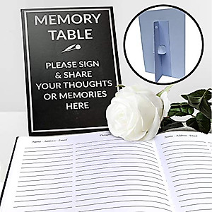 Funeral Guest Book | Memorial Guest Book | Black Guest Book for Funeral Hardcover | Guestbook for Sign In, Condolence | In Loving Memory in Silver Foil | Silver Pen and Memory Table Card Sign Included