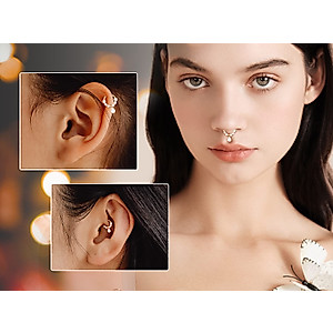 Melighting 9K Gold Septum Rings 16G Teardrop Solid Gold Septum Jewelry Helix Piercing Jewelry for Women Clear CZ Gold Tragus Piercing Jewelry