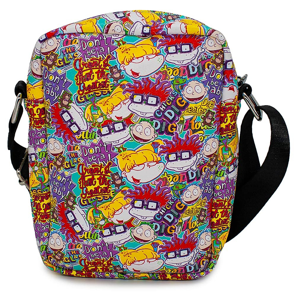 Buckle Down Nickelodeon Bag, Cross Body, Rugrats, Character Faces and Quotes Collage, Vegan Leather