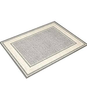 Ottomanson Ottohome Non-Slip Rubberback Bordered Design 5x7 Indoor Area Rug, 5' x 6'6", Light Gray