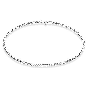 Miabella Italian 925 Sterling Silver Handmade 4mm Bead Ball Strand Chain Necklace for Women, Made in Italy (Length 18 Inches (Small))