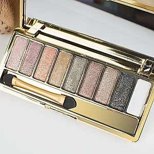 9 Color Shimmer Eyeshadow Eye Shadow Palette & Makeup Brush & Mirror Set-Women Cosmetic Diamond Bright Colorful Makeup Glitter Waterproof Eye Shadow Palette Set Eyeshadow Powder