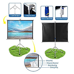 TRMESIA Portable Projector Screen 72inch with Foldable Tripod Stand,Upgrade Movie Screen for Projector,Pull Down Projection Screen 4:3 Ratio Screens & Carry Case Bag for Indoor Outdoor Movie Night
