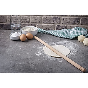 DESTALYA Wood Rolling Pin for Baking | 48 cm Wooden Roller for Dough Pastry Pizza Pasta Bread Cookie Pie Clay | Essential Kitchen Utensil