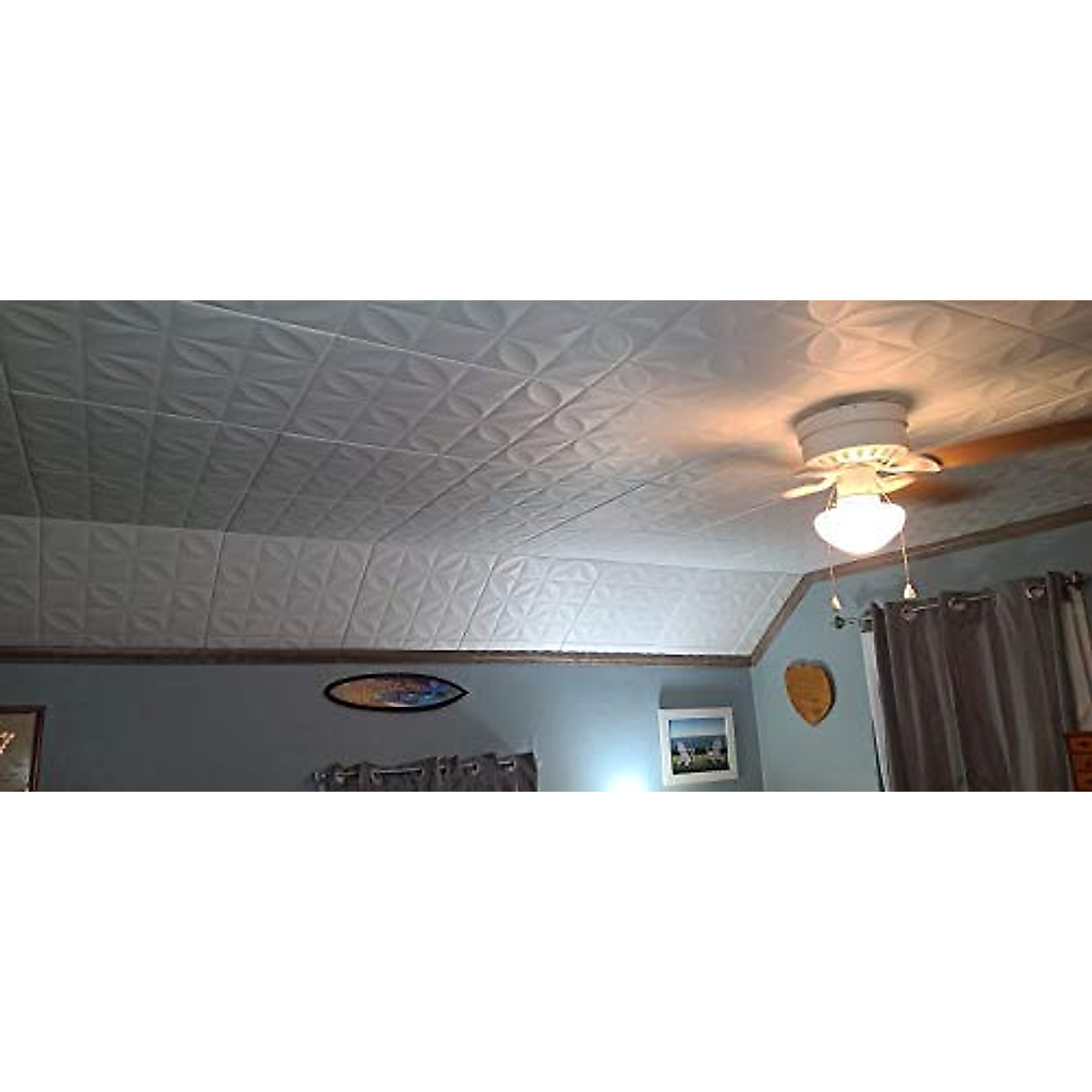 A La Maison Ceilings R103 Perceptions Foam Glue-up Ceiling Tile (256 sq. ft./Covers), Pack of 96, Plain White