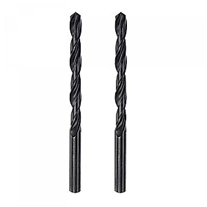 uxcell 6542 High Speed Steel Straight Shank Twist Jobber Drill Bit, Fully Ground Black Oxide Drill Bits 6.3mm Drill Diameter 100mm Total Length 2 Pcs