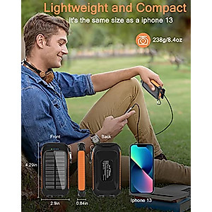 Solar Charger 20000mAh Solar Power Bank Portable Charger External Battery Pack USB C Input/Output Port Waterproof Solar Panel Charger with Dual LED Flashlights for iOS, Android and Outdoor Camping