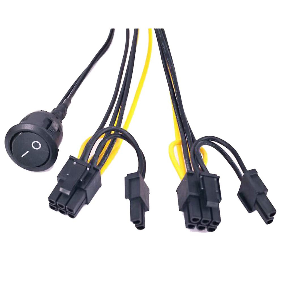 GinTai ATX 24 Pin to 2 Port PCIe 6+2 Pin 8-（pin） 6Pin Power Cable + On Off Switch